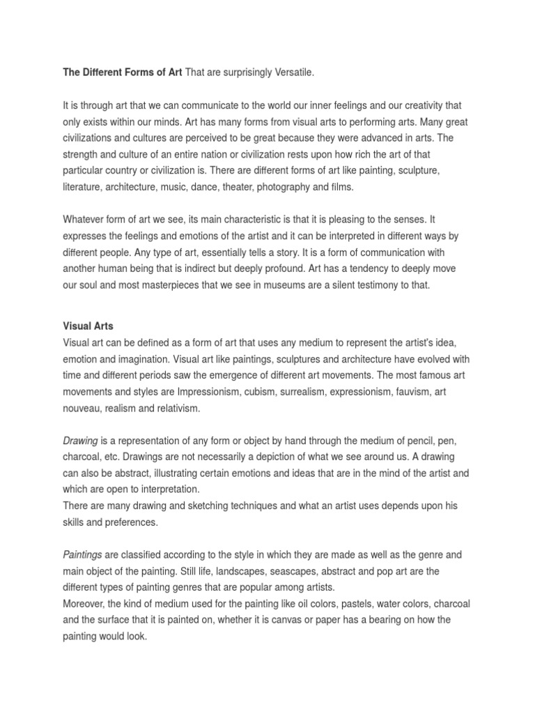 The Different Forms of Art | PDF | Paintings | Dances