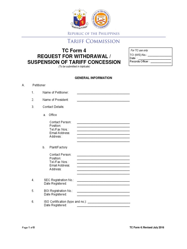 TC Form 4 | PDF | Sales | Exports