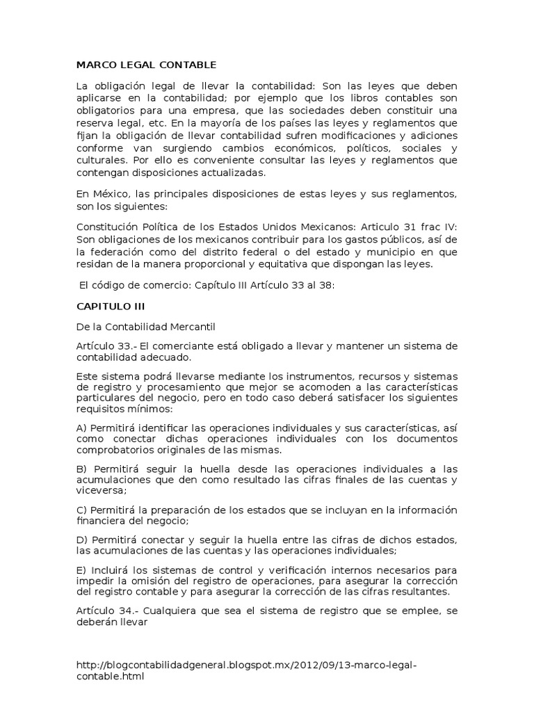 Marco Legal Contable | Contabilidad | Política