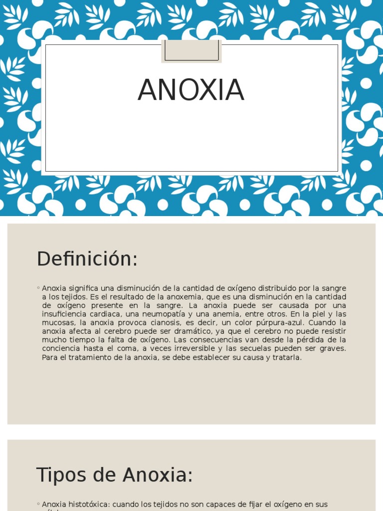 Definición y tipos de anoxia | PDF | Parto | Anemia