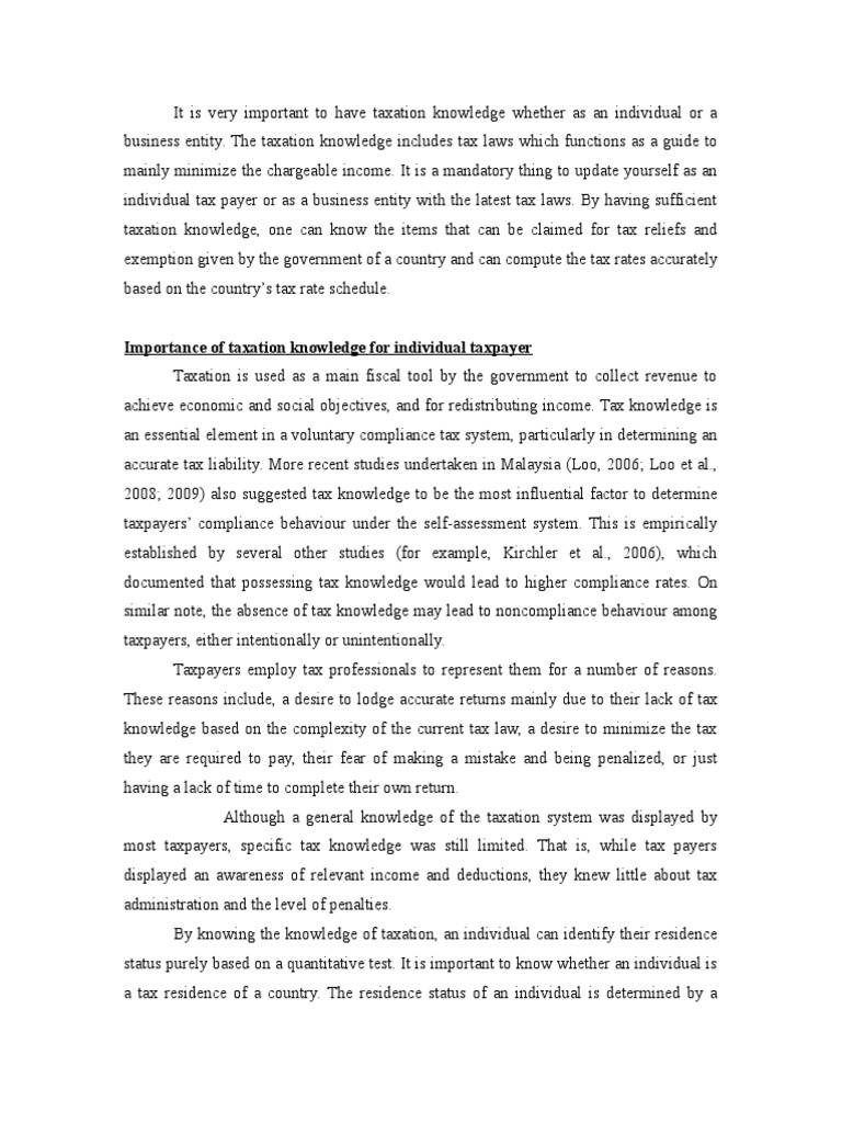Importance of Taxation Knowledge | PDF | Income Tax | Tax Deduction