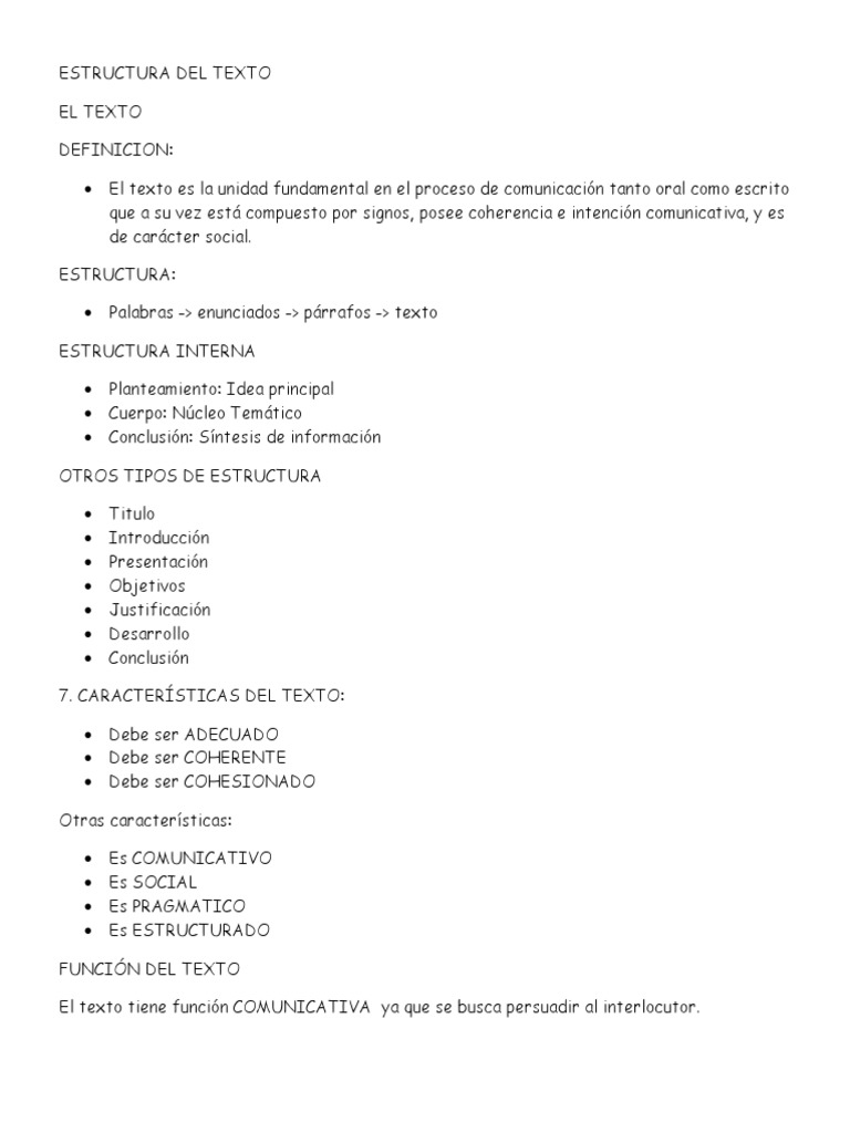 Estructura Del Texto | PDF | Oración (Lingüística) | Información