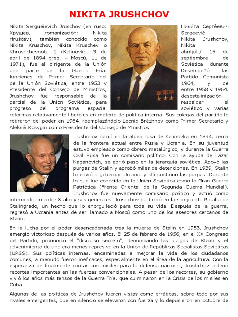 Nikita Jrushchov | PDF | Nikita Khrushchev | Unión Soviética