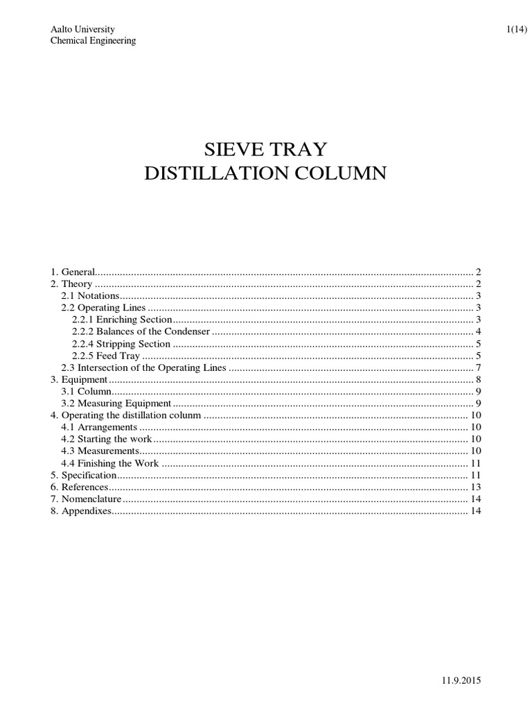 Sieve Tray Column | Download Free PDF | Distillation | Analytical Chemistry