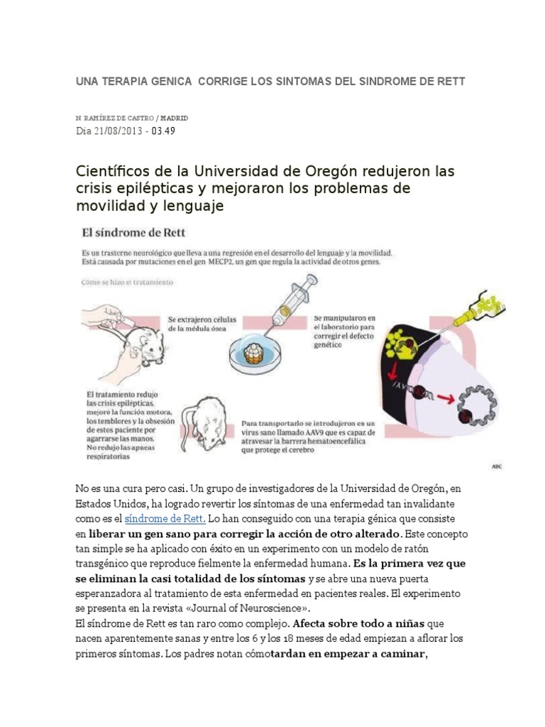 Sindrome de Rett-Terapia | PDF | Mutación | Medicina CLINICA