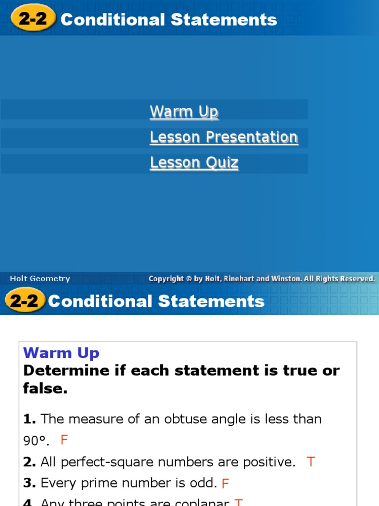 Intro To Conditional Statements | PDF | Angle | Logic