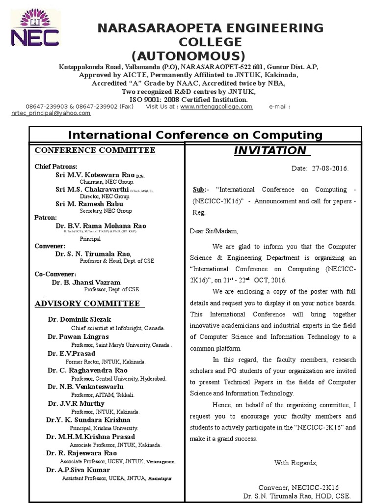 Narasaraopeta Engineering College (Autonomous) : International ...