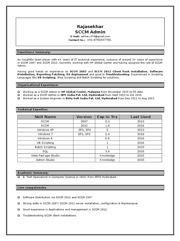 Rajasekhar SCCM Admin 4years | PDF | Nokia | Installation (Computer Programs)