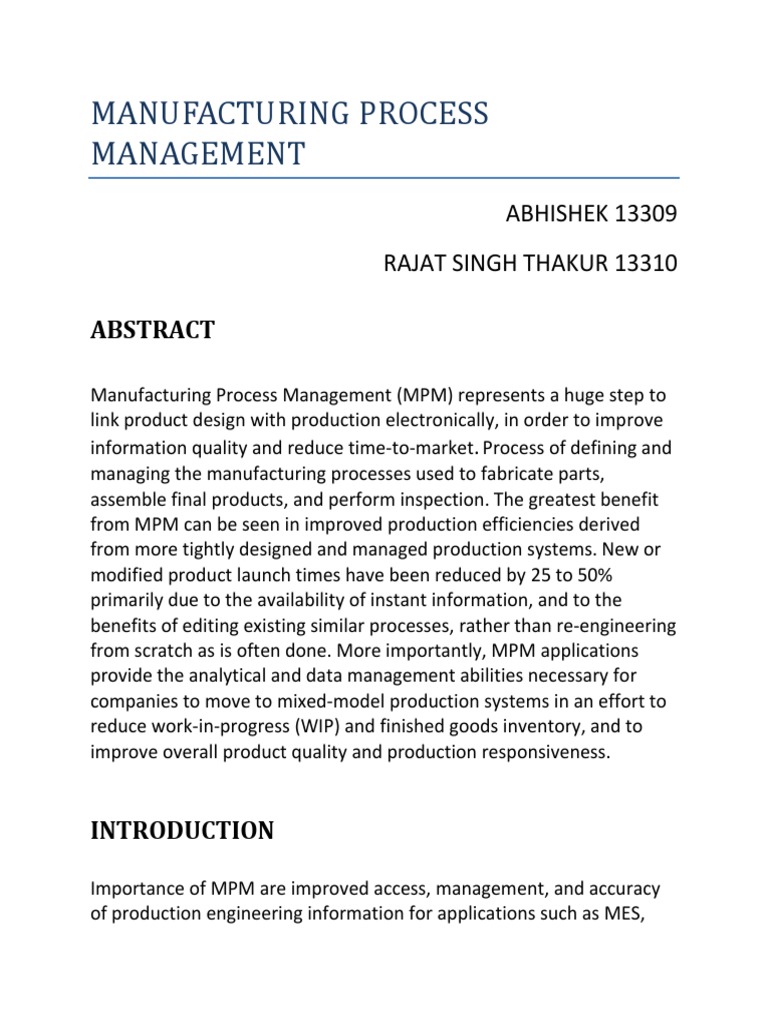Manufacturing Process Management PDF | PDF | Business Process ...