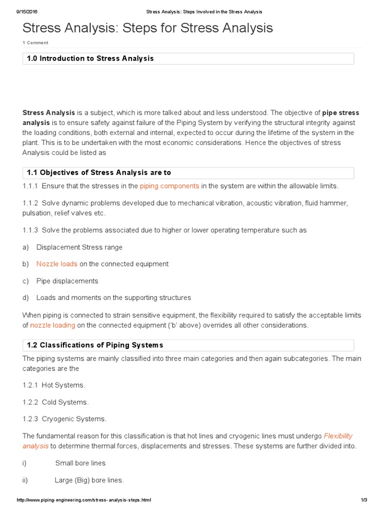 Stress Analysis - Steps Involved in The Stress Analysis | PDF | Stress ...
