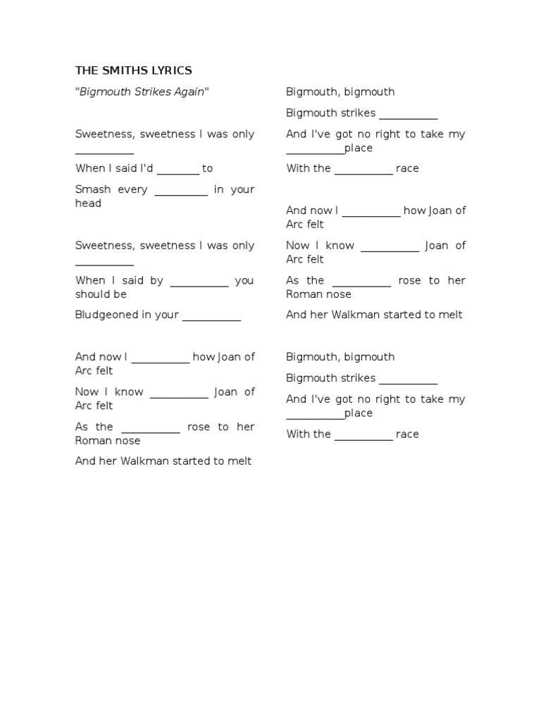 The Smiths Lyrics | PDF