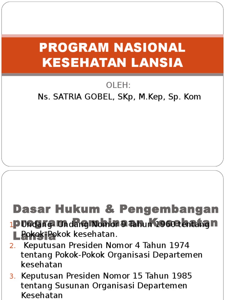 Materi 13. Program Nasional Kesehatan Lansia | PDF | Pengembangan Diri