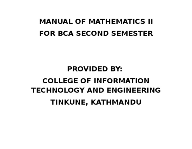 Manual of Mathematics Ii For Bca Second Semester | PDF