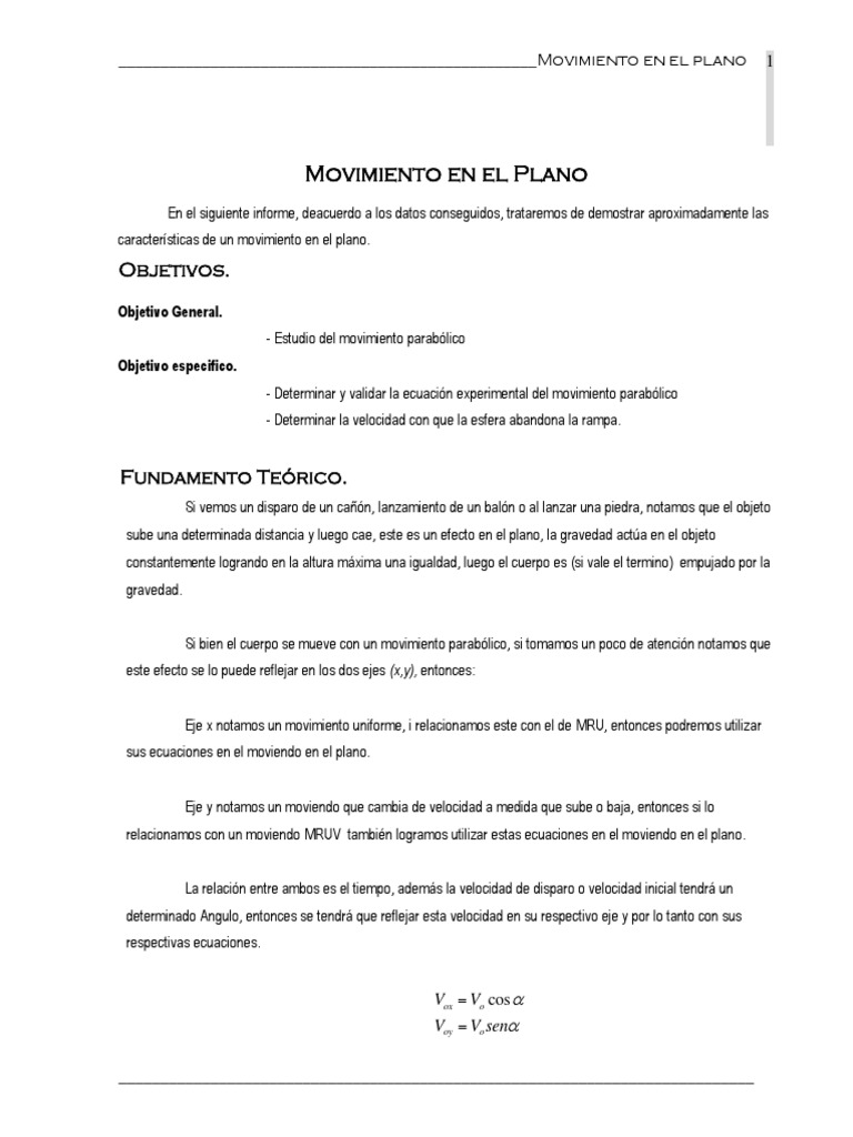 Movimiento en El Plano | PDF | Movimiento (física) | Velocidad