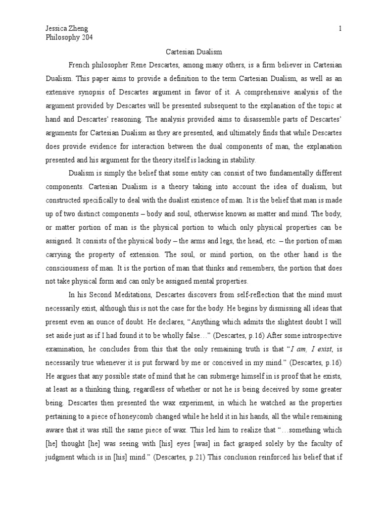 Cartesian Dualism | PDF | René Descartes | Nous