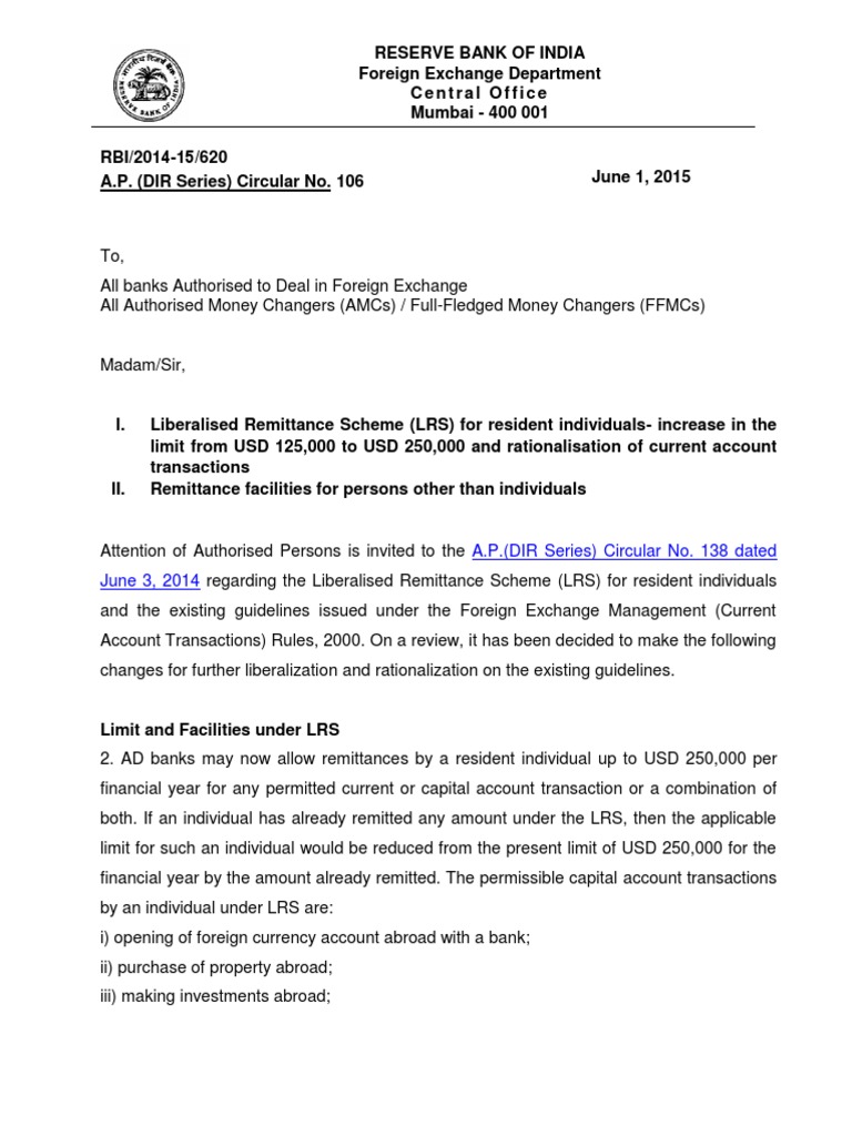 rbi.PDF | Remittance | Foreign Exchange Market