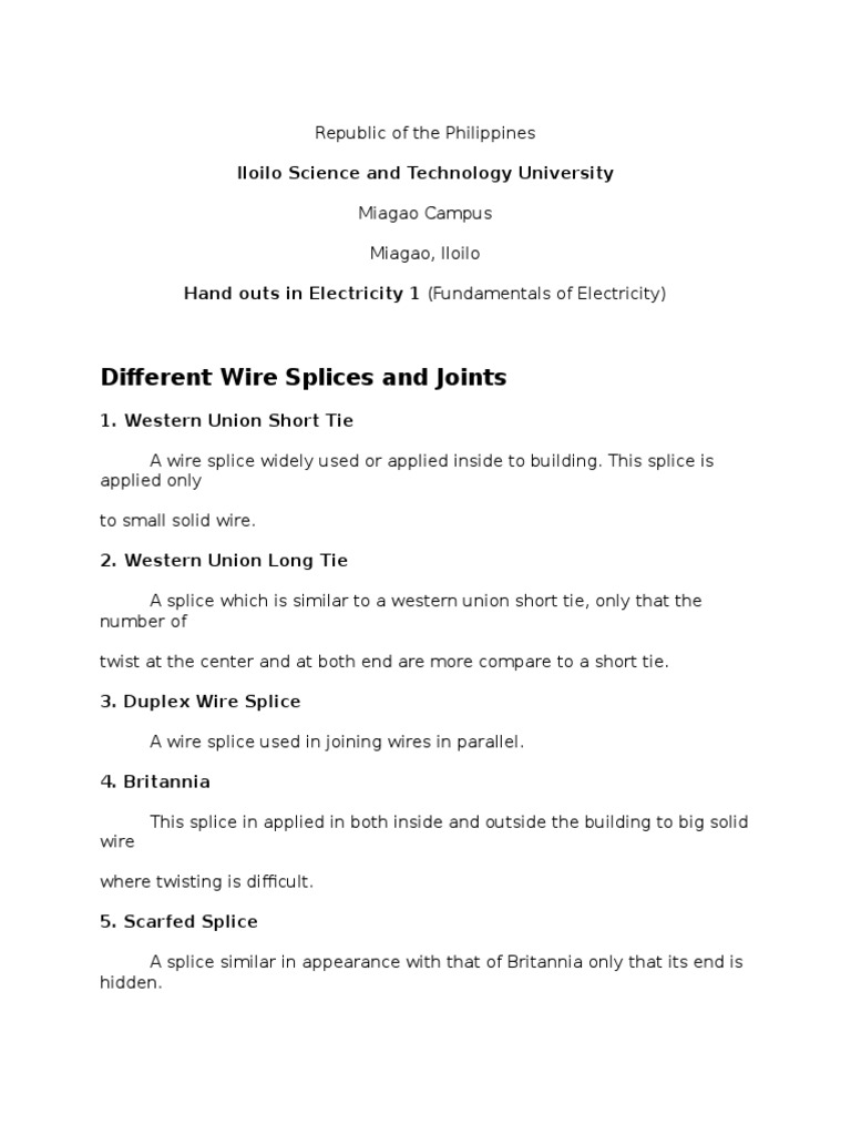 Wire Splices and Joints | PDF