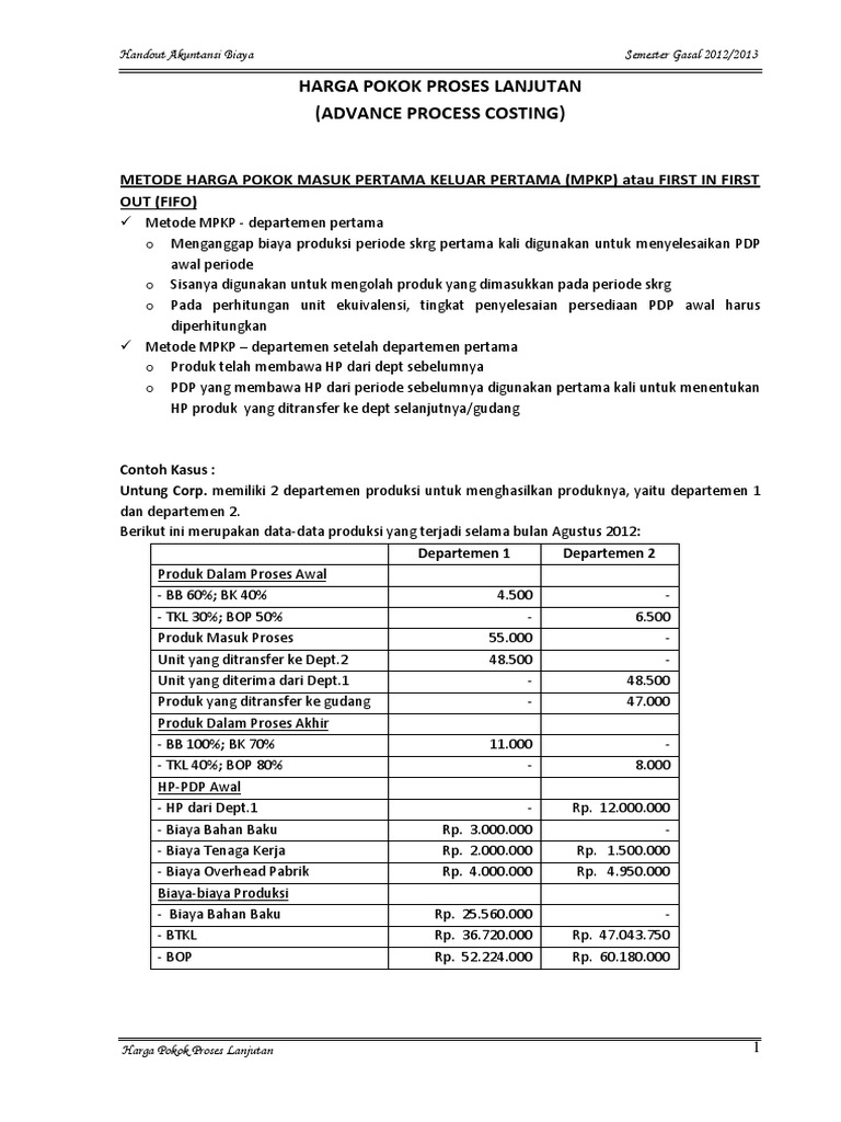 8 - Harga Pokok Proses Lanjutan - FIFO | PDF