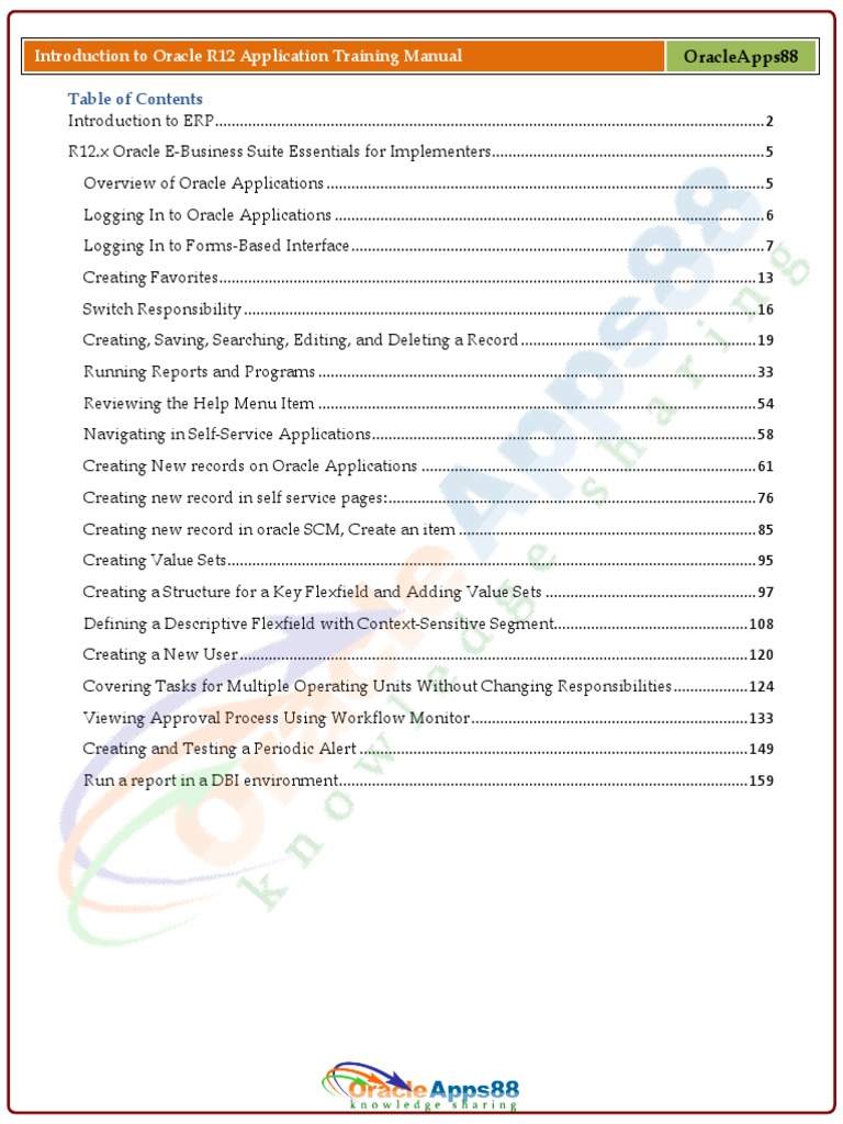 Oracle R12 Training Manual Guide | PDF | Enterprise Resource Planning ...