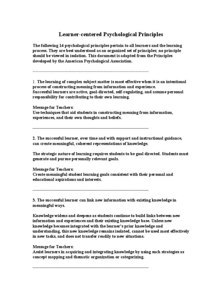 Module 1 - Learner-Centered Psychological Principles | PDF | Motivation ...