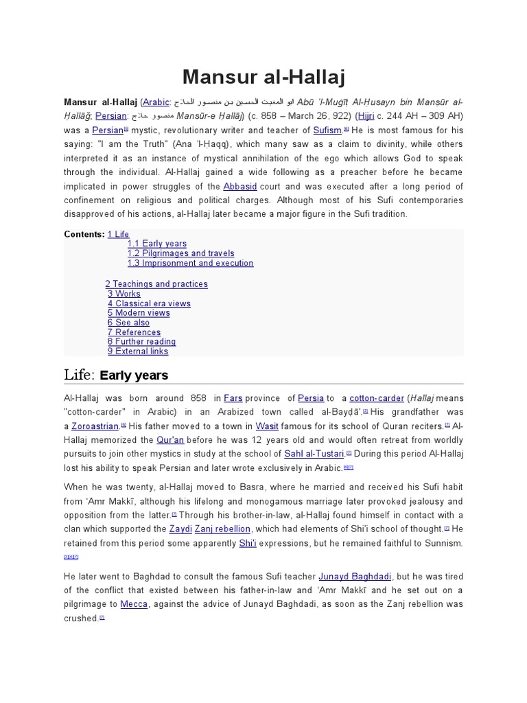 Mansur Al Hallaj, The Great Sufi | PDF | Religious Faiths ...