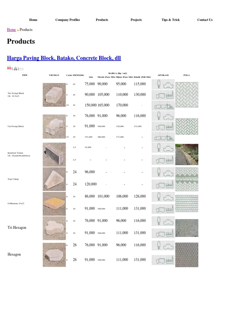 Paving & Concrete Block Prices | PDF