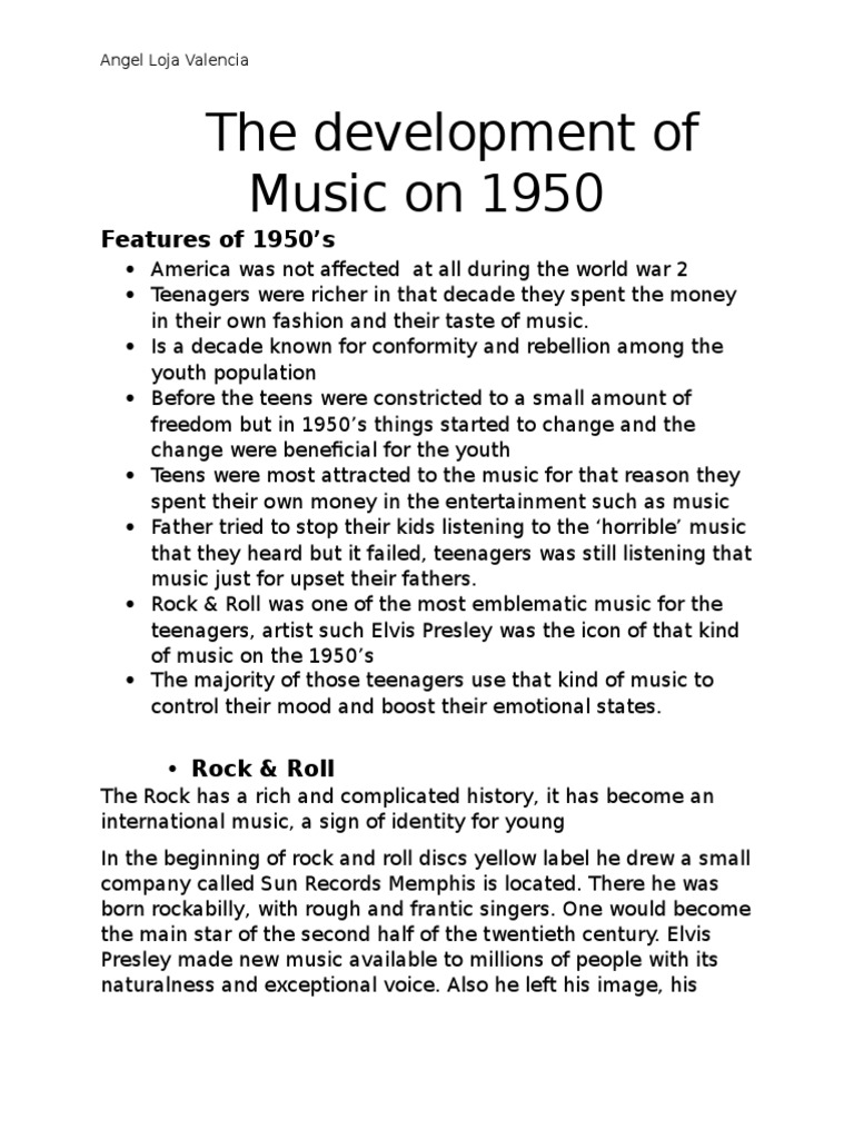 The Development of Music in the 1950s and 1960s: Rock and Roll, The ...