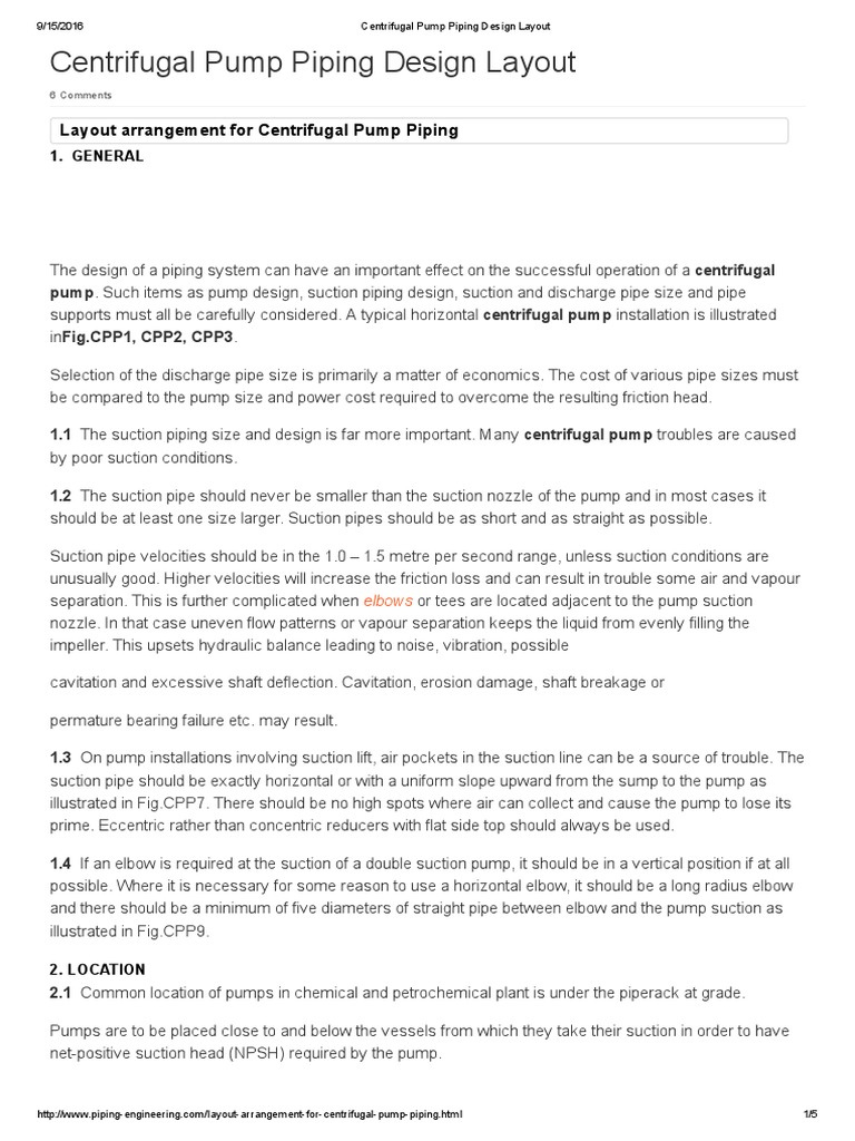 Centrifugal Pump Piping Design Layout | PDF | Pump | Gases