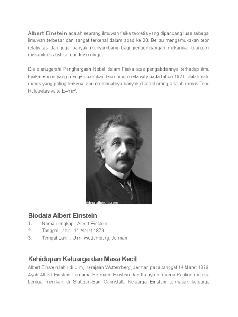 Biografi Singkat Albert Einstein | PDF