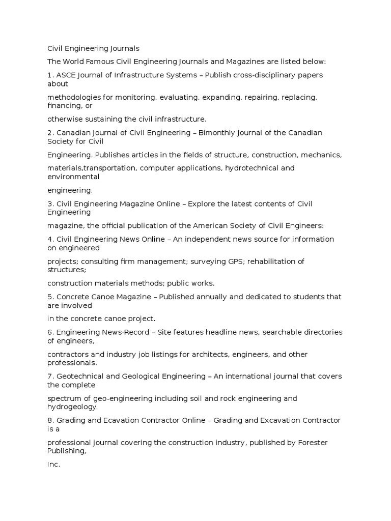 Civil Journal List | PDF | Civil Engineering | Hydrology