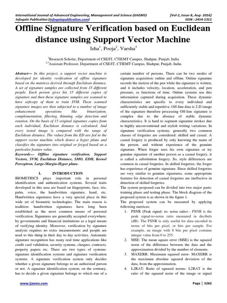 Offline Signature Verification Based On Euclidean Distance Using ...