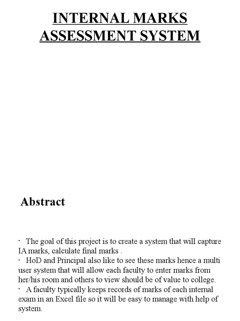 Internal Marks Assessment System | PDF | Educational Assessment | User ...