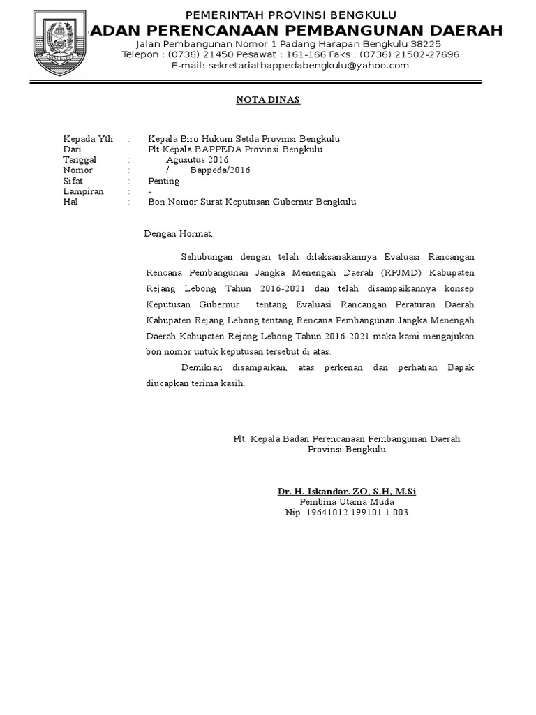 Nota Dinas Bon Nomor | PDF