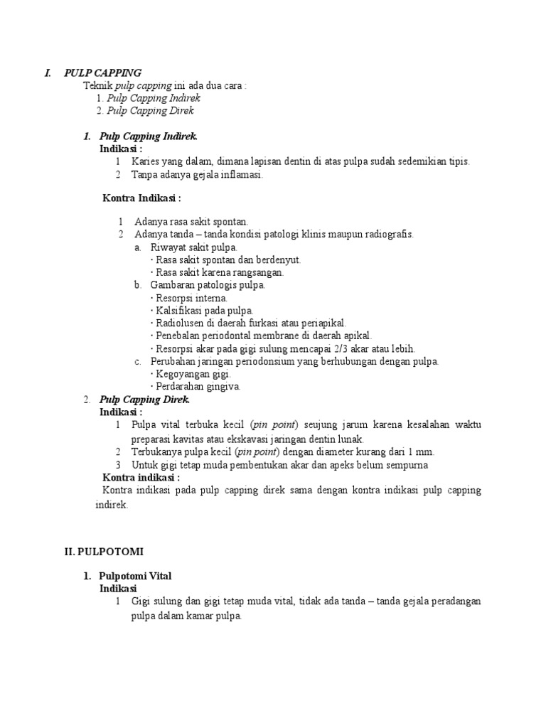 Indikasi Endo Pulp Capping | PDF