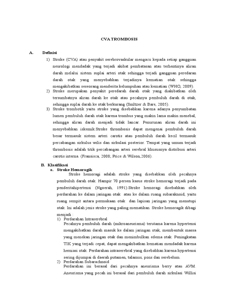 Askep Cva Trombosis | PDF | Sains & Matematika