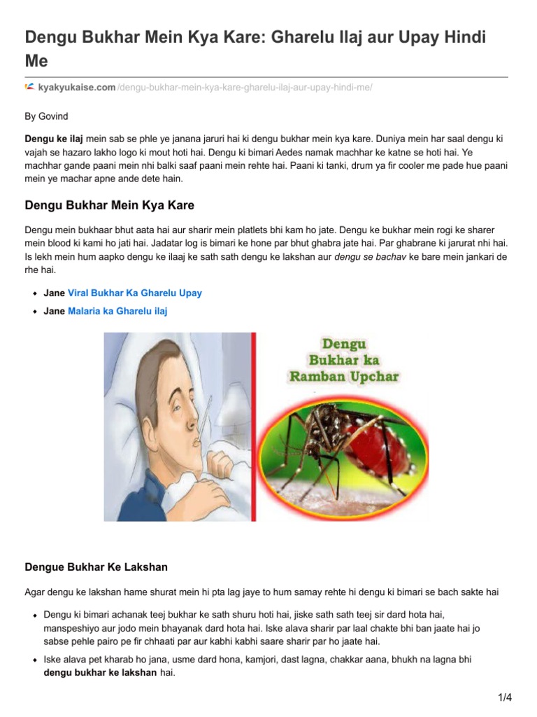Dengue Bukhar: Gharelu Ilaj aur Upay | PDF | Homeopathy | Medicine