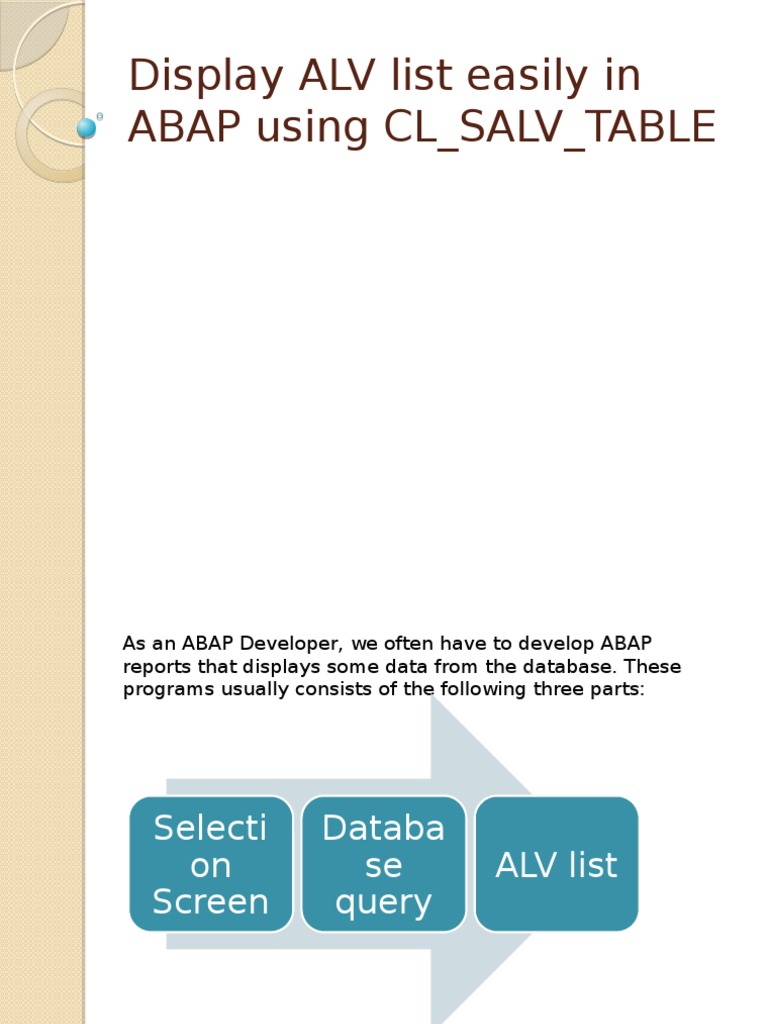 Display ALV List Easily in ABAP Using CL - SALV - TABLE | PDF