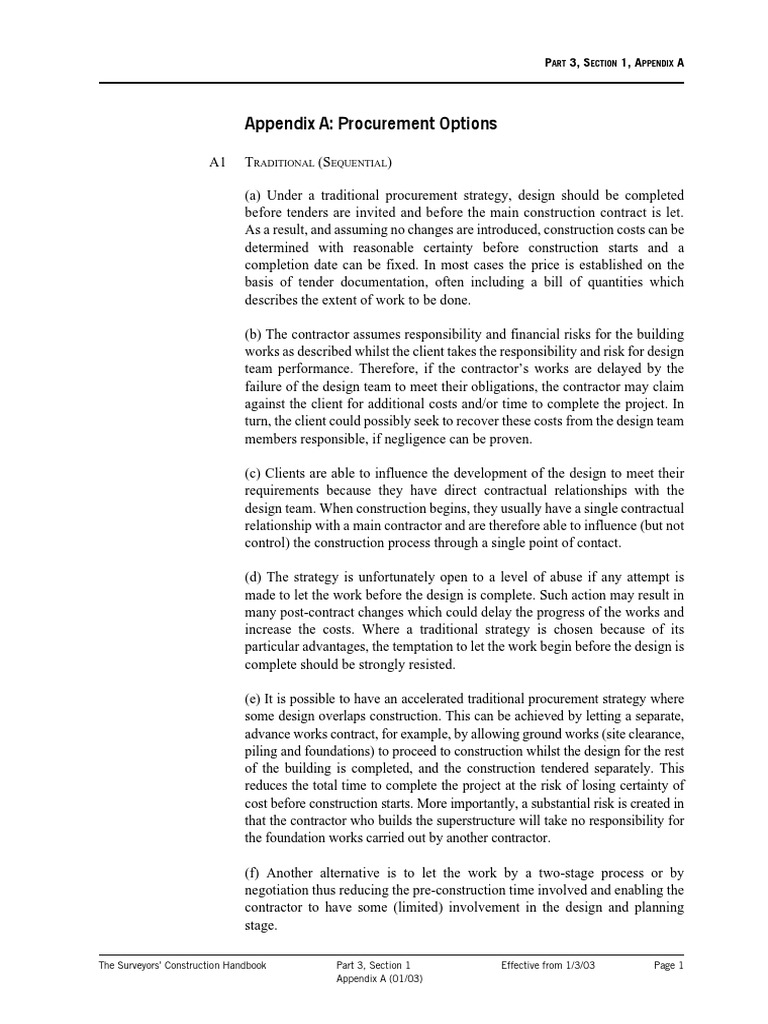 Traditional Procurement Options Explained | PDF | Construction ...