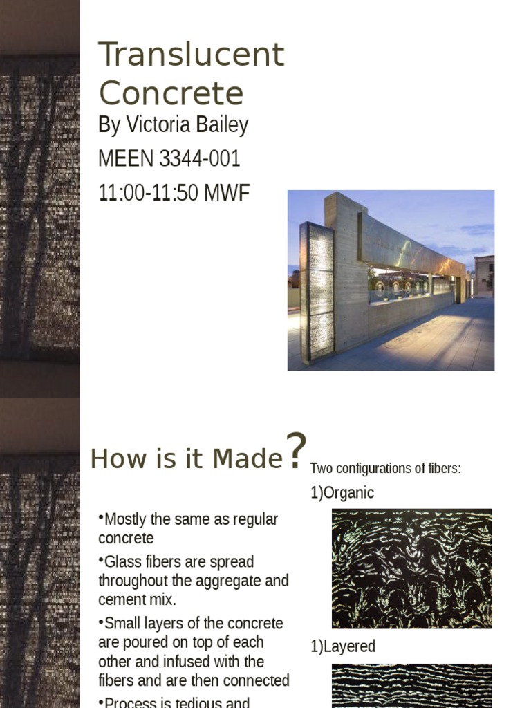 Translucent Concrete Explained | PDF | Optical Fiber | Concrete