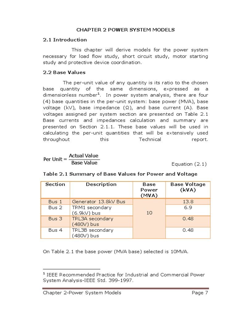 Chapter 2.1 To 2.5 Power System Model | PDF | Physical Quantities ...