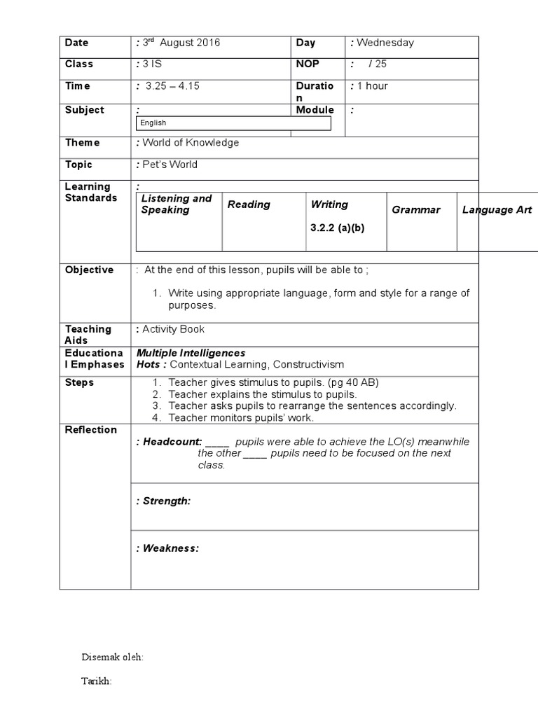 Year 3 Lesson Plan | PDF