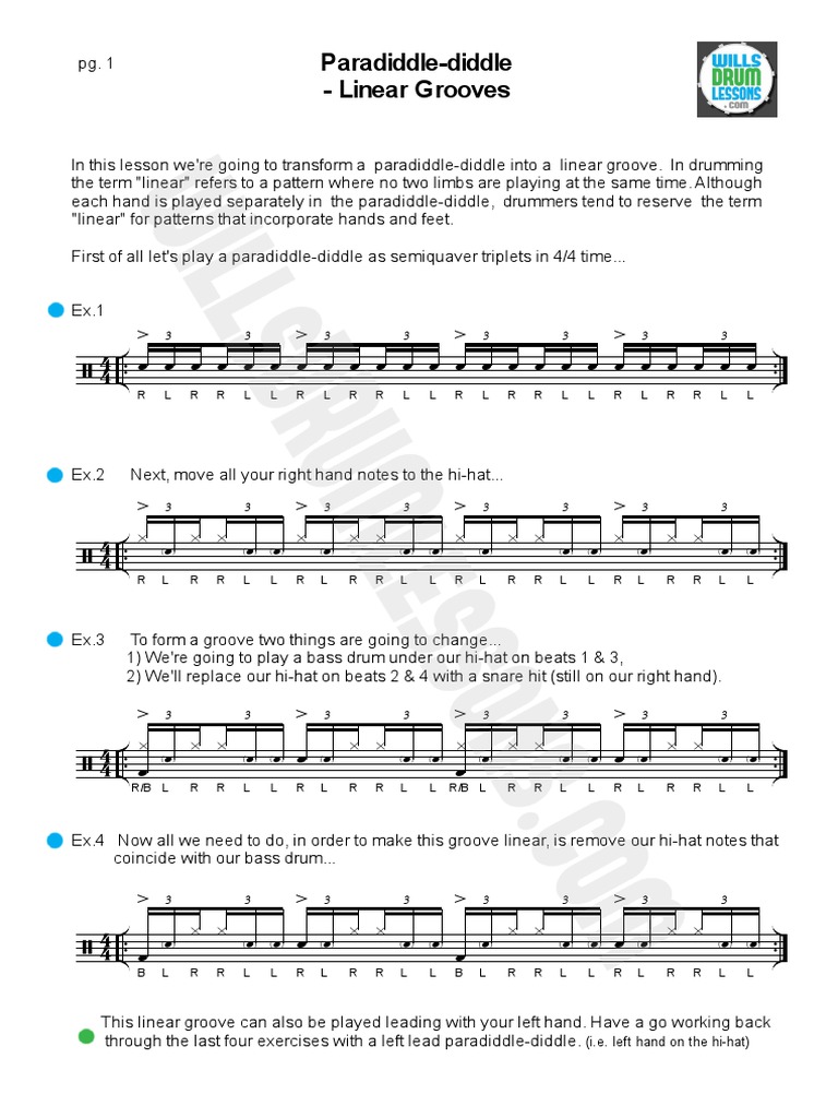 Paradiddle Grooves | PDF | Percussion Instruments | Musical Notation