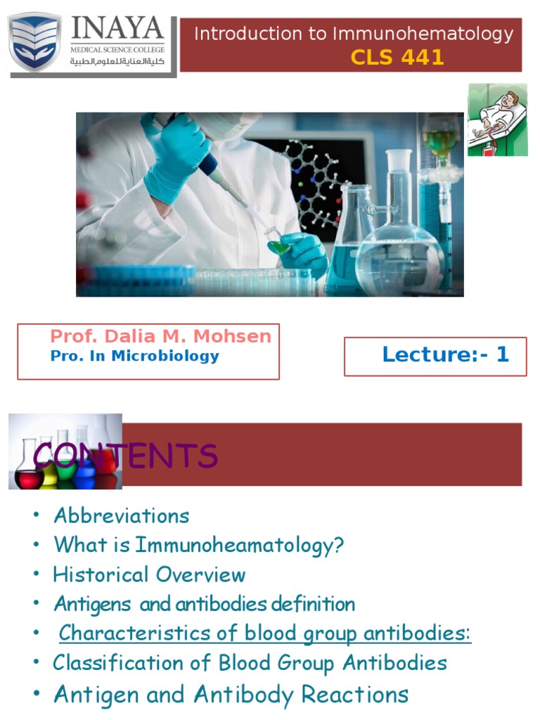 Lec1 Introduction To Immunohematology1 | PDF | Antibody | Blood Type