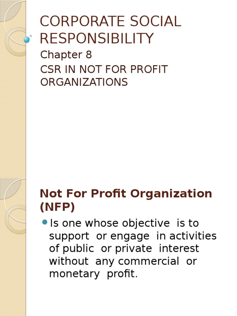 CSR in Non-Profit Organizations | PDF | Nonprofit Organization ...