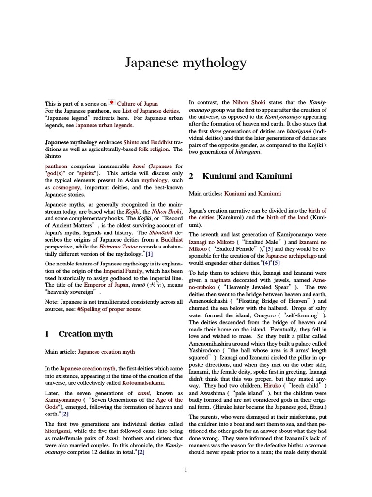 Japanese Mythology: 2 Kuniumi and Kamiumi | PDF | Asian Mythology | Shinto