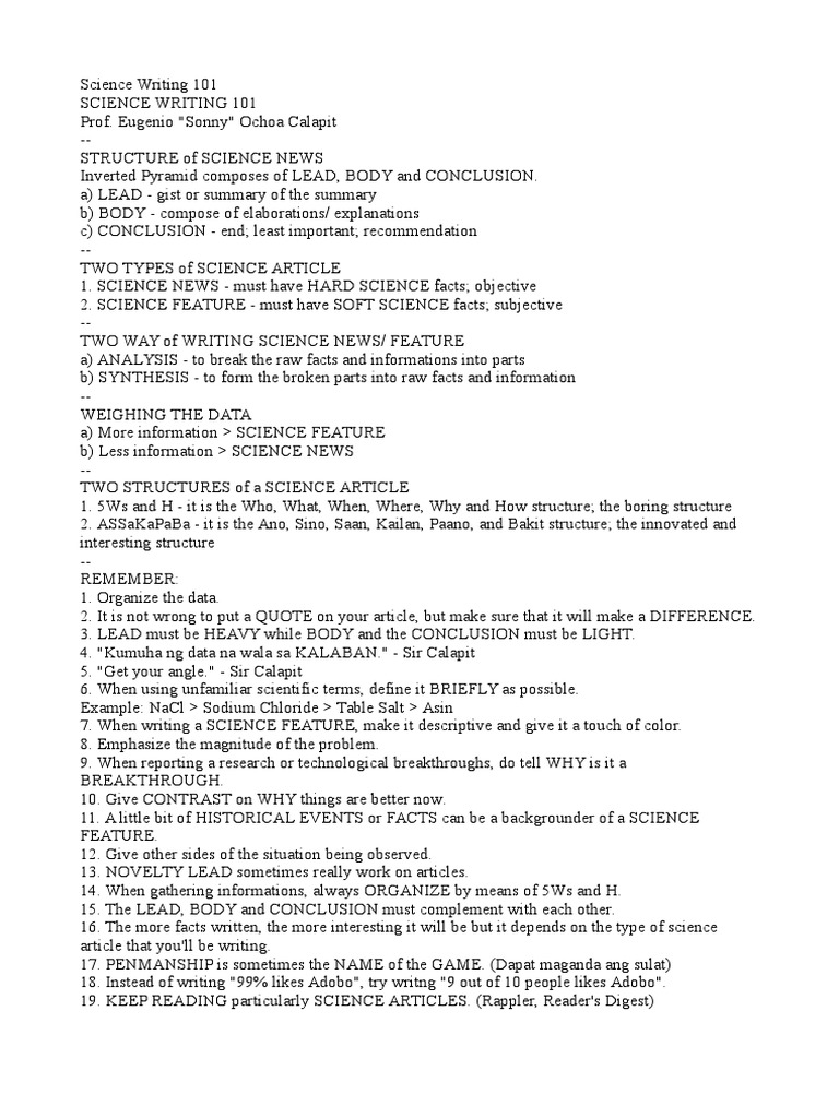 Science Writing Essentials Guide | PDF | Young Adult