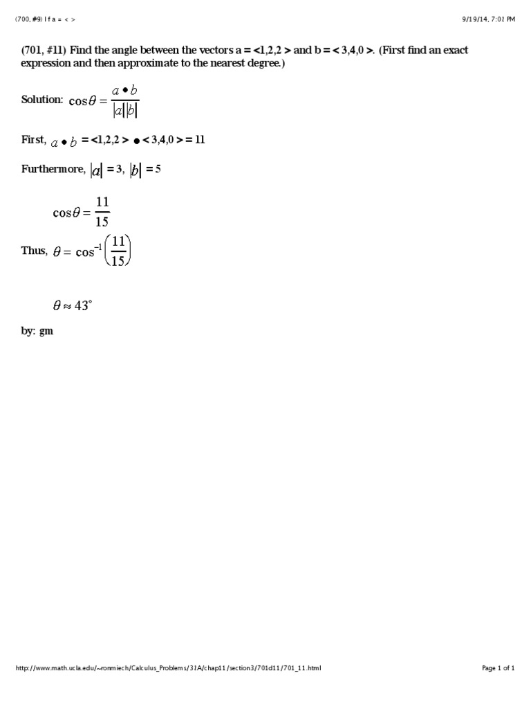 Sample Problems With Vectors For Calculus III | PDF | Plane (Geometry ...