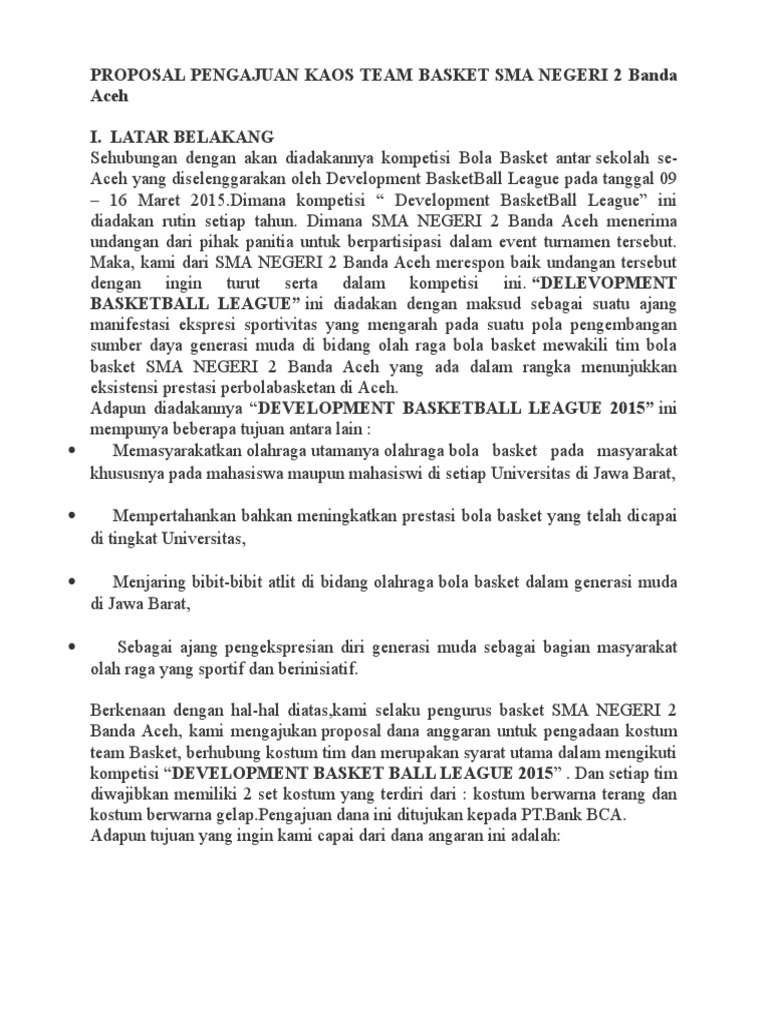 Proposal for Basketball Team Uniforms | PDF