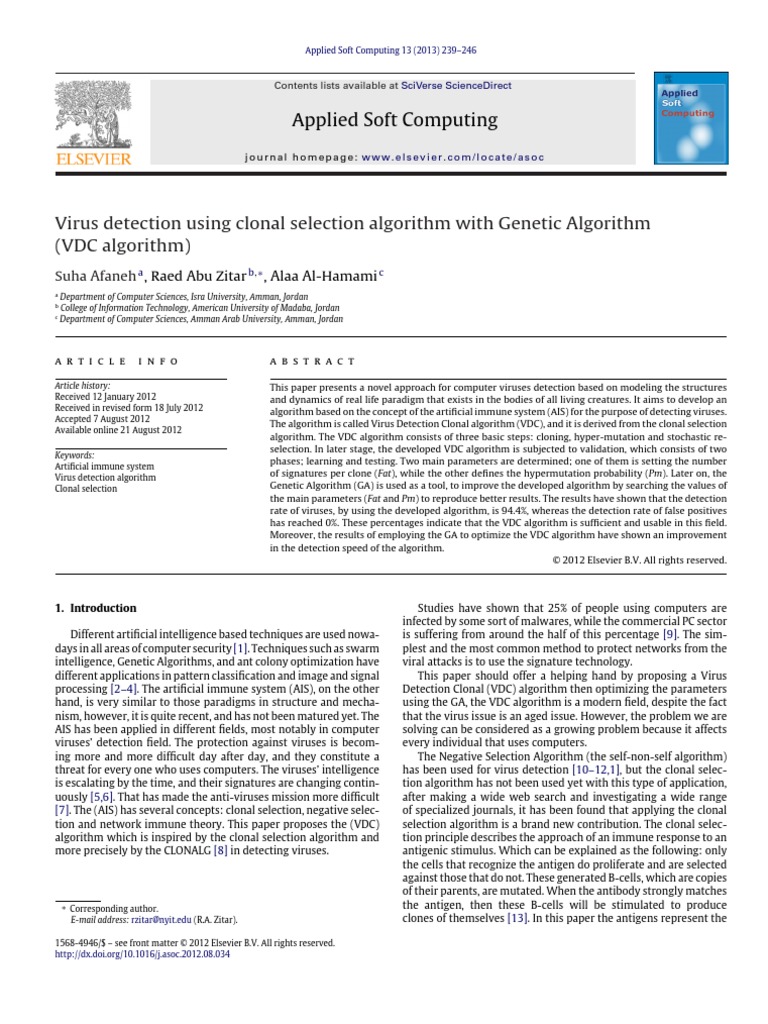 Virus Detection Using Clonal Selection Algorithm With Genetic Algorithm (VDC Algorithm) | PDF ...