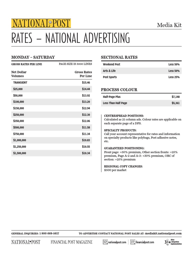 National Post Rate Card | PDF